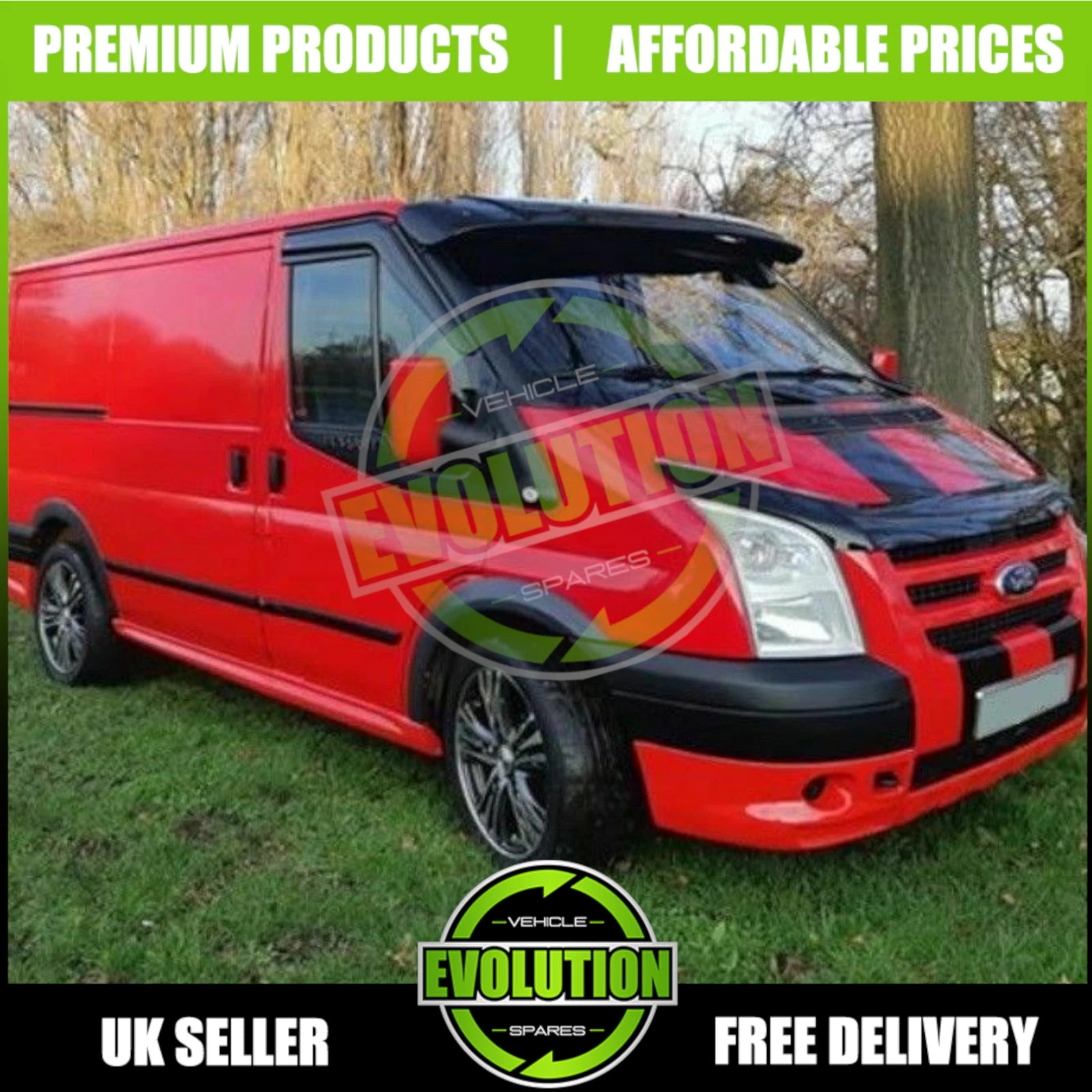 TO FIT FORD TRANSIT BLACK SOLID SUNVISOR & BONNET GUARD MK7 07-13 SET ...